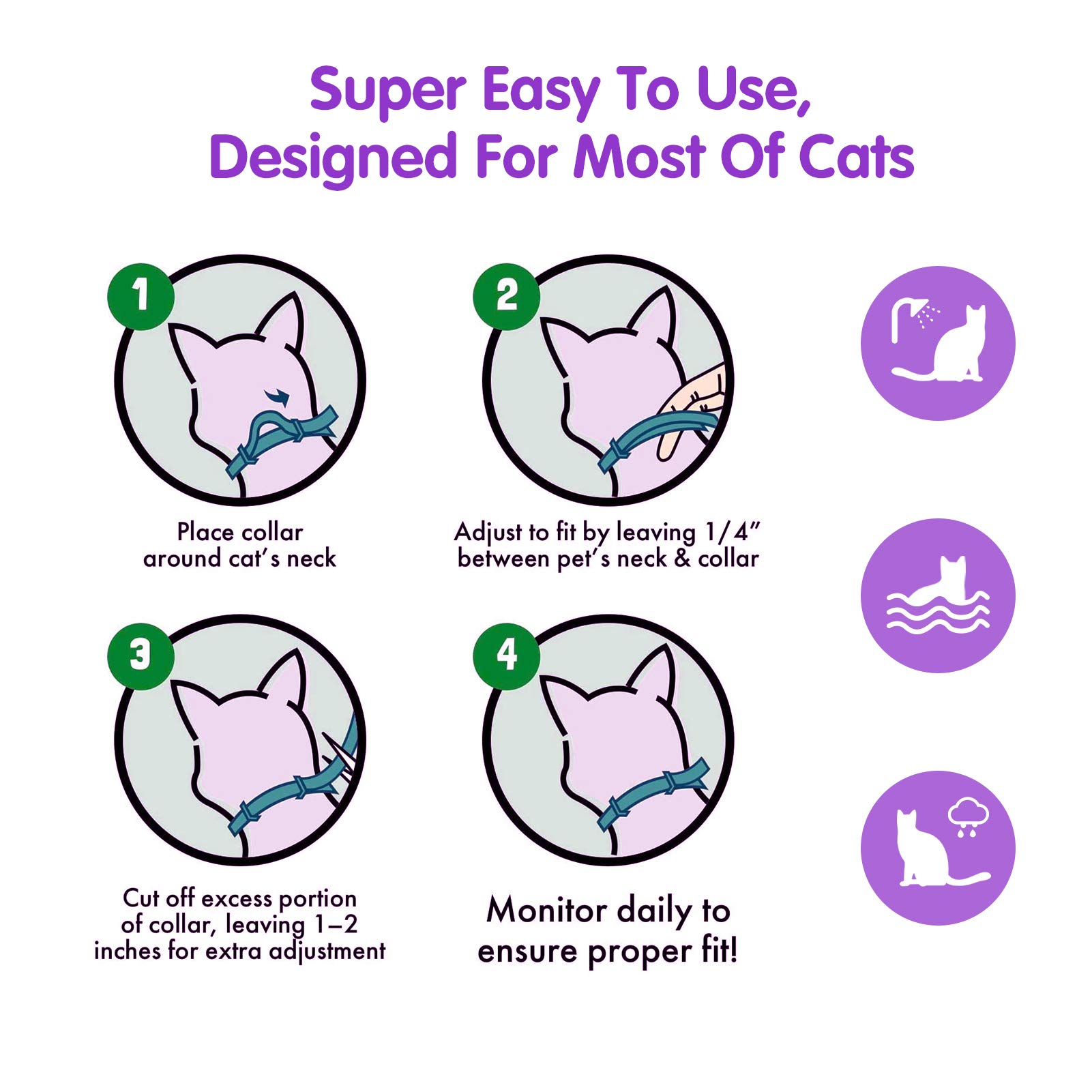 4 Pack Cats Calming Collar, Cat Anxiety Relief with Pheromones, Waterproof Calm Collar Size Up to 15 Inches (4 Pack Cats Collar+4 Pendants)