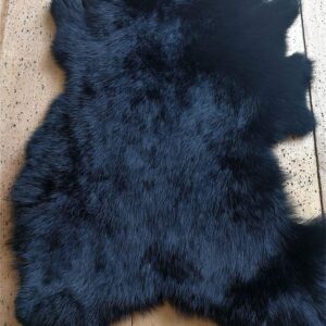 Natural Rabbit Fur Pelt Craft Grade Rabbit Pelts 10" by 14" Sewing Quality Leather Rug Blanket,Dye Black,1 Pack