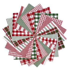 40+ merry christmas charm pack red green white, 5 inch precut cotton homespun fabric squares by jcs