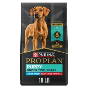 purina pro plan high protein large breed puppy food with probiotics, beef and rice formula - 18 lb. bag