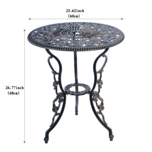 C/G 3 Piece Bistro Set,Outdoor Patio Set,Anti-Rust Cast Aluminum Bistro Table Set for Park Yard Front Porch Furniture(Antique Copper)