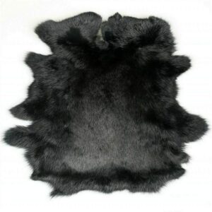 natural rabbit fur pelt craft grade rabbit pelts 10" by 14" sewing quality leather rug blanket,dye black,1 pack