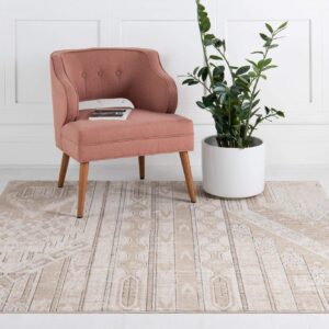 Rugs.com Oregon Collection Rug – 4 Ft Square Ivory Low-Pile Rug Perfect for Living Rooms, Kitchens, Entryways