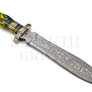 Skokie Knives Custom Hand Made Damascus Steel Hunting Knife Handle Acrylic