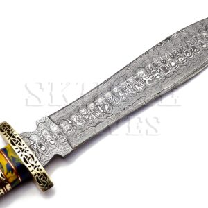 Skokie Knives Custom Hand Made Damascus Steel Hunting Knife Handle Acrylic