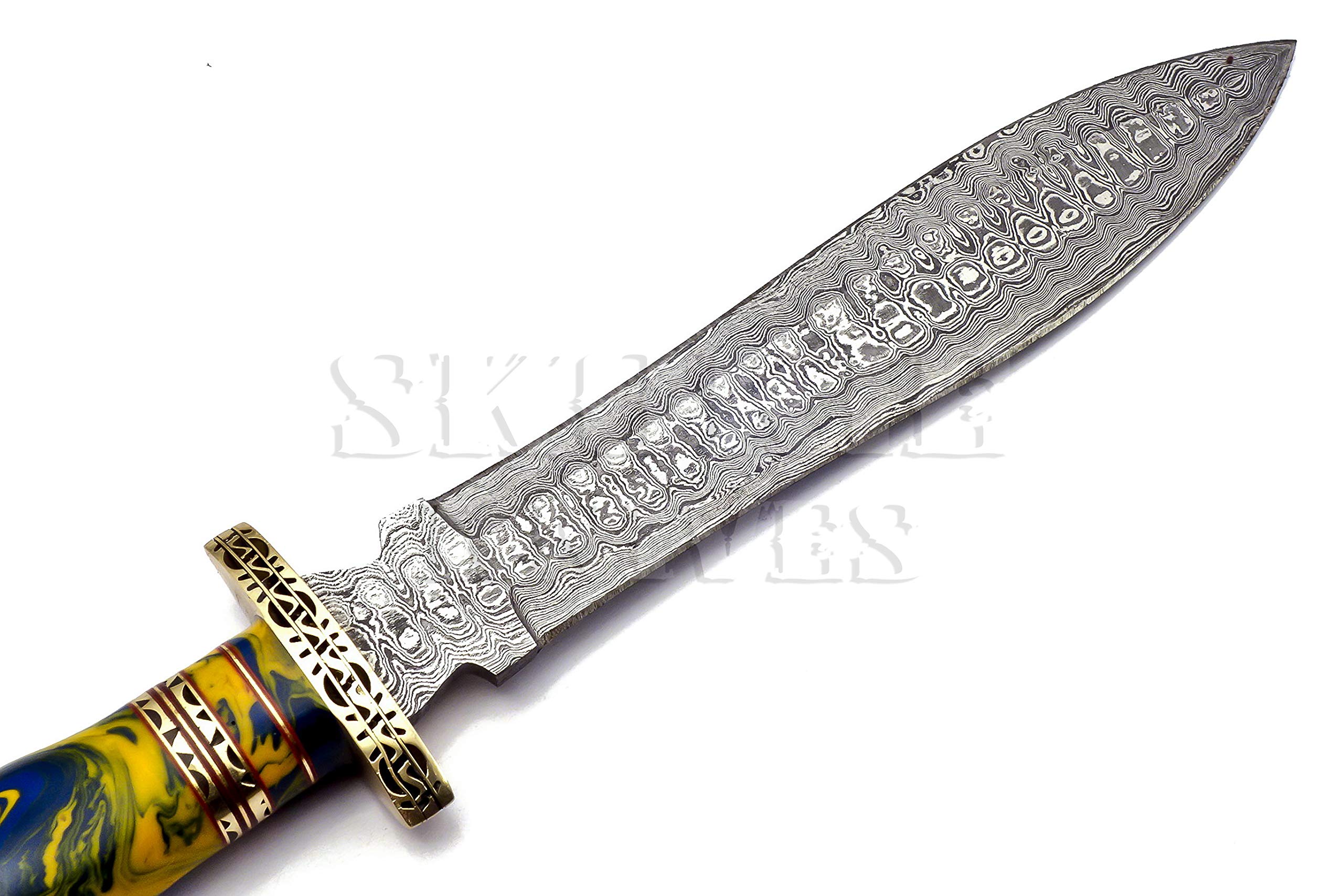 Skokie Knives Custom Hand Made Damascus Steel Hunting Knife Handle Acrylic