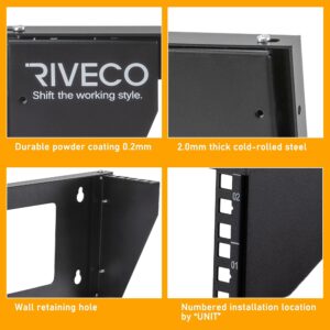 RIVECO 5U Wall Mount Vertical Rack Network Bracket Firm Constructed Easy Assembly Narrow Space Mounting Racks for AV & Stereo Equipment Black