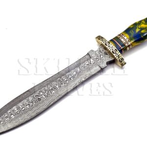 Skokie Knives Custom Hand Made Damascus Steel Hunting Knife Handle Acrylic