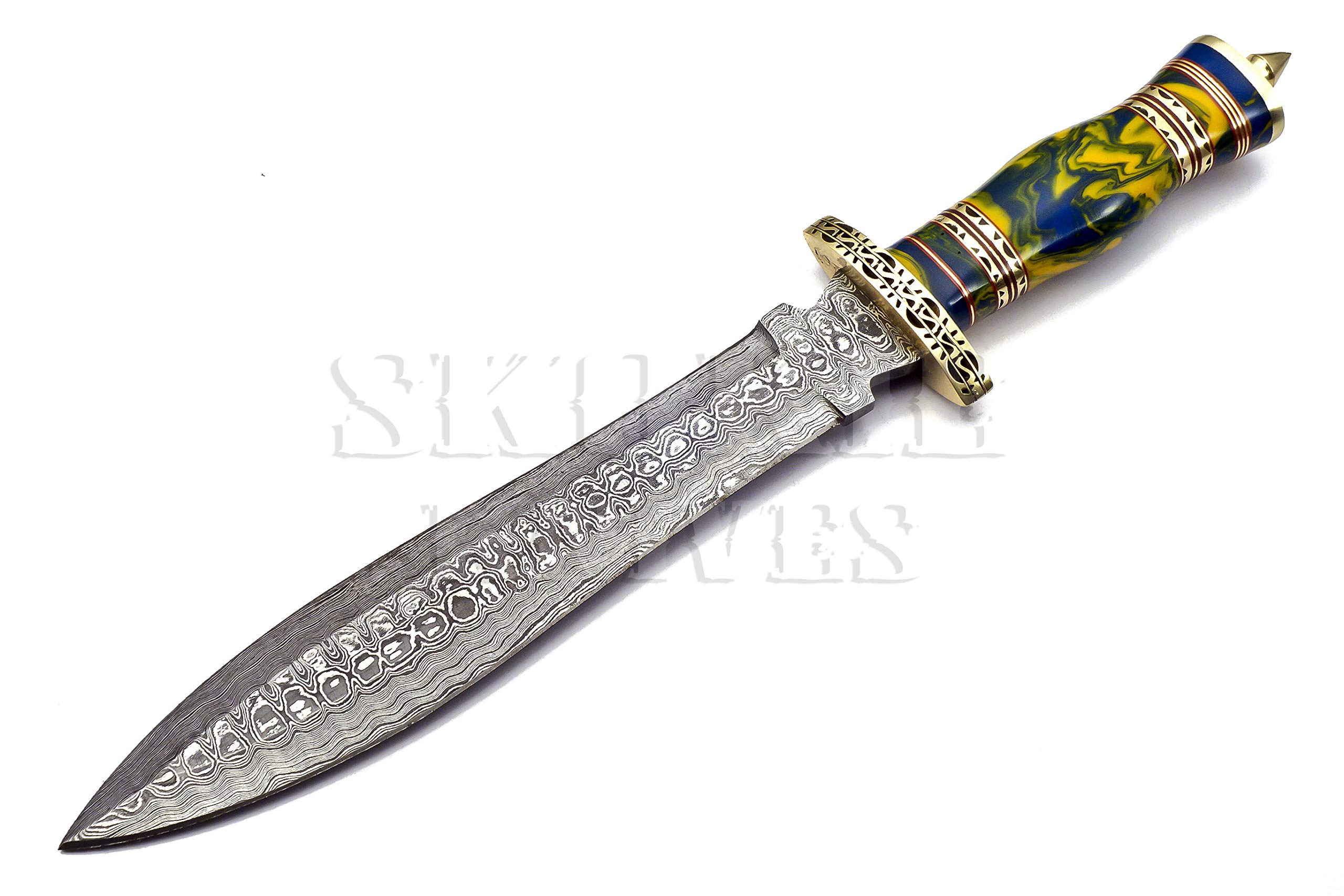 Skokie Knives Custom Hand Made Damascus Steel Hunting Knife Handle Acrylic