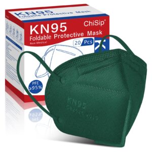 chisip kn95 face mask 20pcs, 5 layer design cup dust safety masks, breathable protection masks against pm2.5 dust bulk for adult, men, women, indoor, outdoor use,mint green