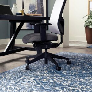 Rugs.com Boston Collection Rug – 2' x 3' Blue Low-Pile Rug Perfect for Living Rooms, Large Dining Rooms, Open Floorplans