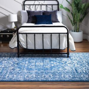 Rugs.com Boston Collection Rug – 2' x 3' Blue Low-Pile Rug Perfect for Living Rooms, Large Dining Rooms, Open Floorplans