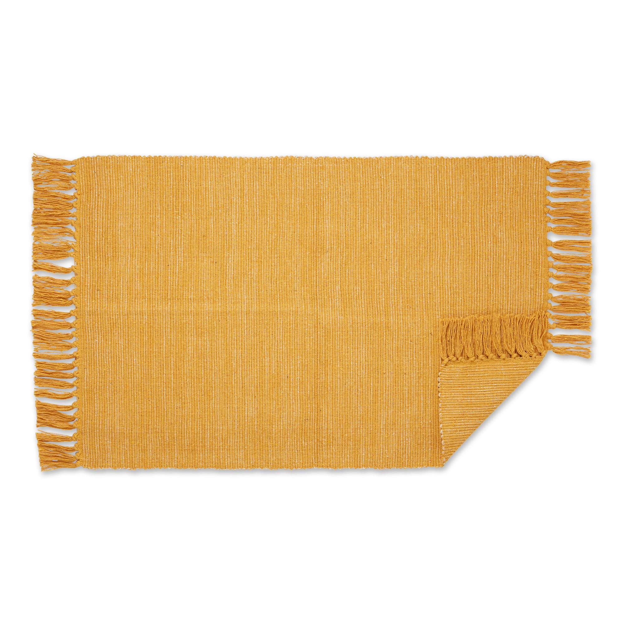 DII Woven Rugs Collection Ribbed Reversible Cotton, 2x3', Honey Gold & Off-White