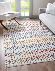 rugs.com lattice trellis collection rug – 8' x 10' multi low-pile rug perfect for living rooms, large dining rooms, open floorplans