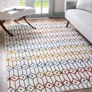 Rugs.com Lattice Trellis Collection Rug – 8' x 10' Multi Low-Pile Rug Perfect for Living Rooms, Large Dining Rooms, Open Floorplans