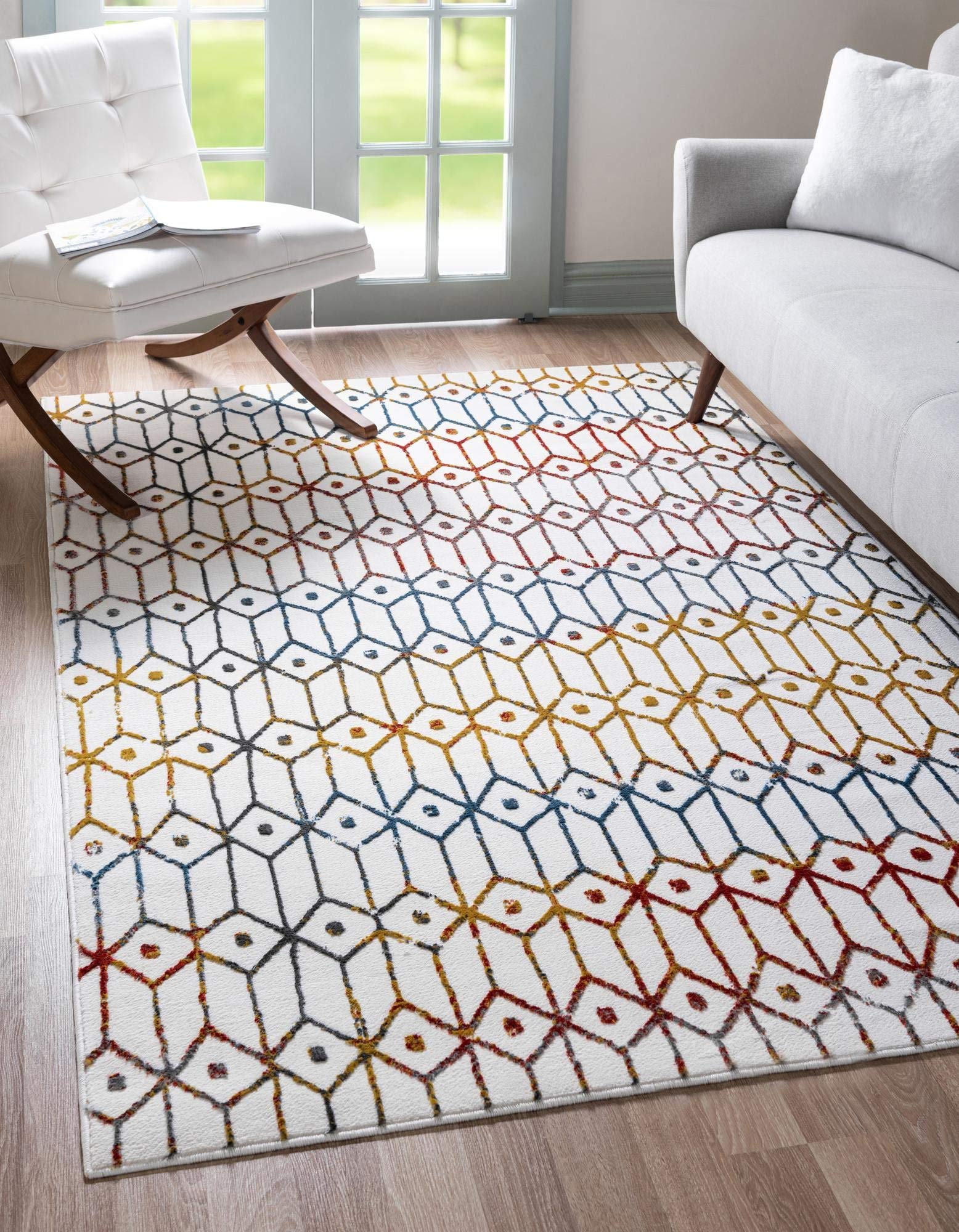 Rugs.com Lattice Trellis Collection Rug – 8' x 10' Multi Low-Pile Rug Perfect for Living Rooms, Large Dining Rooms, Open Floorplans