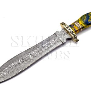 Skokie Knives Custom Hand Made Damascus Steel Hunting Knife Handle Acrylic