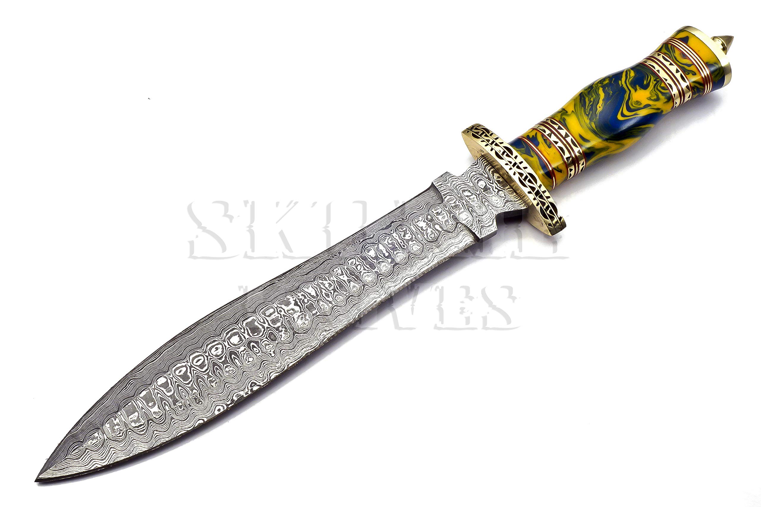 Skokie Knives Custom Hand Made Damascus Steel Hunting Knife Handle Acrylic