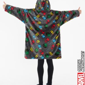 Marvel Hoodies for Boys, Fleece Oversized Blanket Hoodie Avengers Gifts for Boys (Grey Aop)