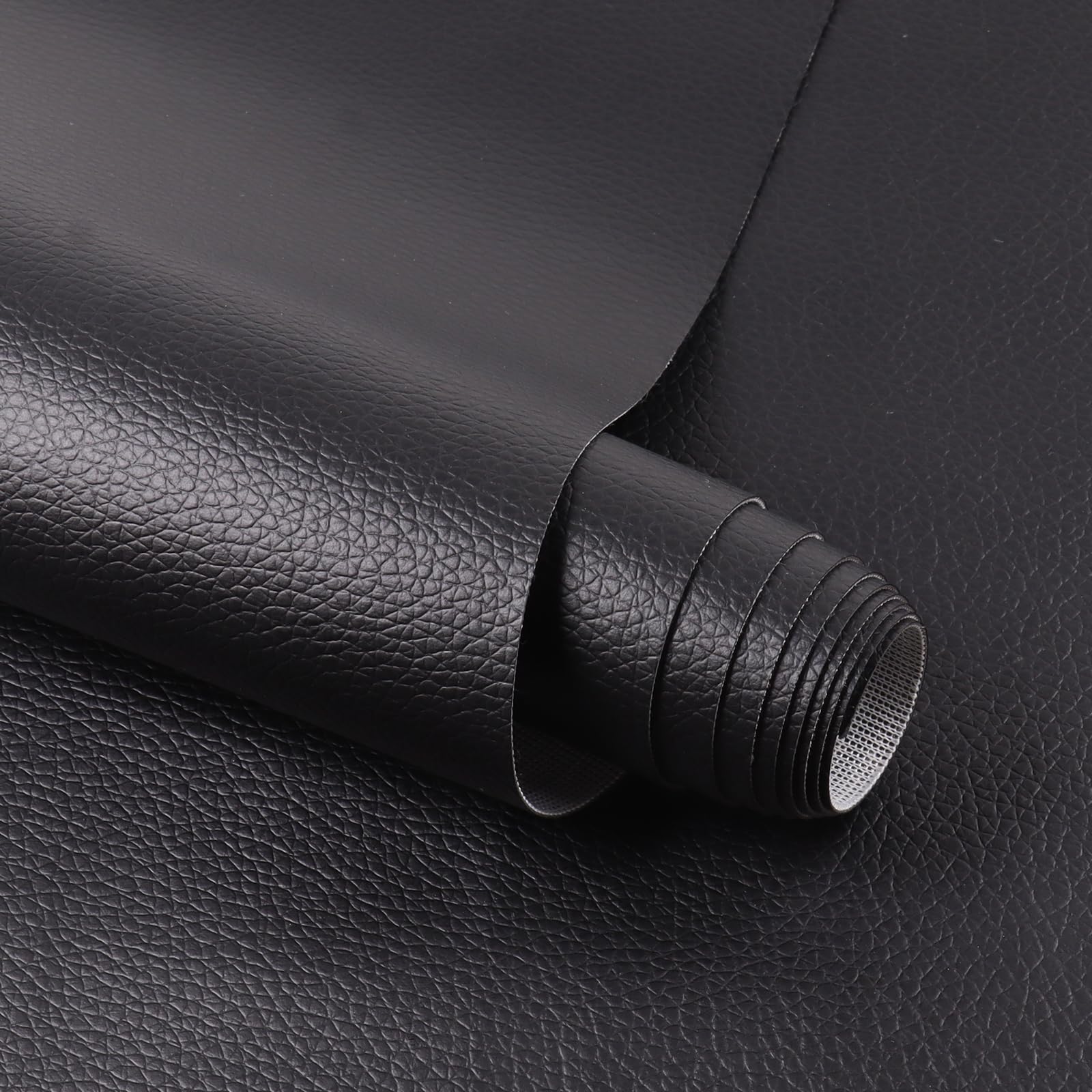 Car Elements Vinyl Leather Fabric Marine Waterproof Material 55" W×36" L Upholstery Synthetic Leather Sheets 0.6mm Thick Anti-UV,Non-Peeling for Car Furniture Sofa Boat Replacement Renovate, Black