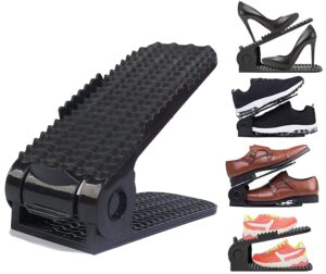 yagizaai bayou shoe slots, 20 pcs shoes slots organizer, 4-level adjustable shoe stacker, upgraded shoe space saver, 50% space-saving shoe holders(black)