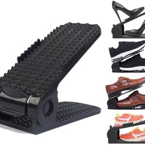 Yagizaai Bayou Shoe Slots, 20 PCS Shoes Slots Organizer, 4-Level Adjustable Shoe Stacker, Upgraded Shoe Space Saver, 50% Space-Saving Shoe Holders(Black)