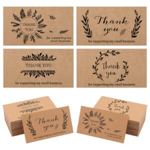 220pcs thank you cards set, 4 styles kraft paper thank you for supporting my small business greeting cards for business owners online shop retail stores cards package inserts, 2 x 3.5 inch