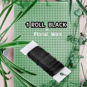 Floral Wire 38 Yards 114 Ft Florist Paddle Wire 22 Gauge Flexible Paddle Wire for DIY Crafting Wreath, Floral Arrangement, Bouquet Stem Wrapping, Christmas Wreaths Tree, Wedding Bouquets (Black)