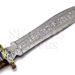 Skokie Knives Custom Hand Made Damascus Steel Hunting Knife Handle Acrylic