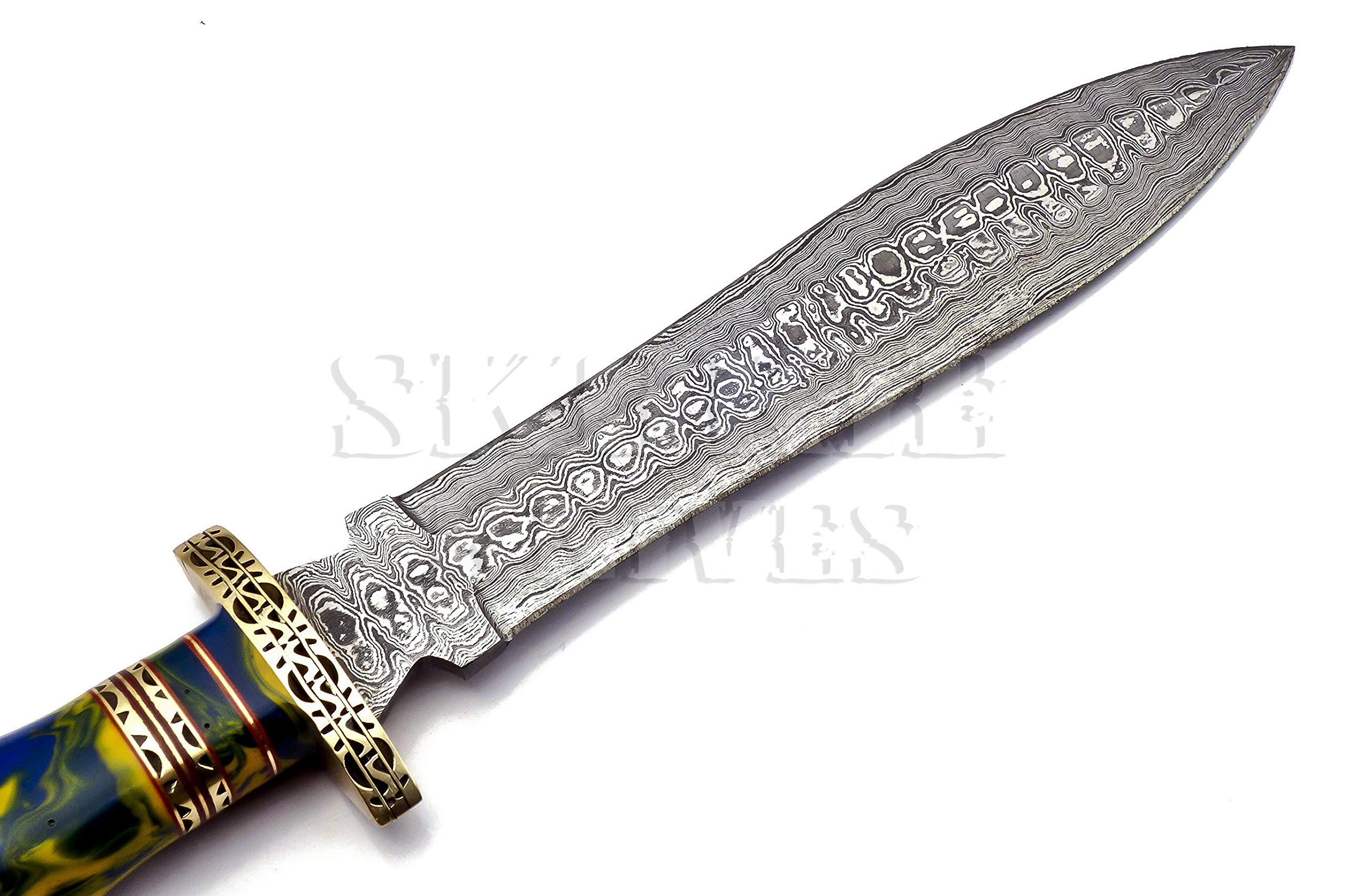 Skokie Knives Custom Hand Made Damascus Steel Hunting Knife Handle Acrylic