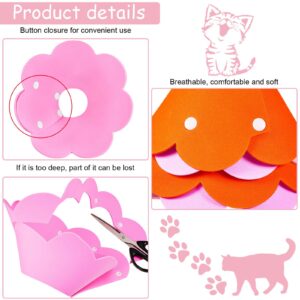 4 Pieces Cat Recovery Collar Cat Cones Flower Shape Pet Wound Healing Neck Collars Adjustable Soft Elizabethan Collars for Kitten Cats Puppy Rabbits S/M Size (Pink and Orange)