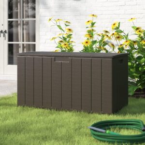 barton deck box 130 gallon outdoor patio storage bench shed cabinet container furniture pools yard tools porch backyard