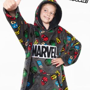 Marvel Hoodies for Boys, Fleece Oversized Blanket Hoodie Avengers Gifts for Boys (Grey Aop)