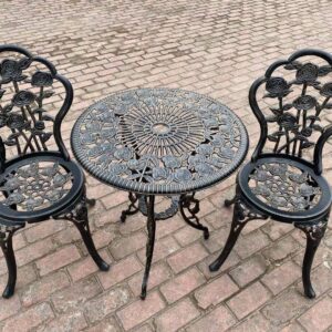 C/G 3 Piece Bistro Set,Outdoor Patio Set,Anti-Rust Cast Aluminum Bistro Table Set for Park Yard Front Porch Furniture(Antique Copper)