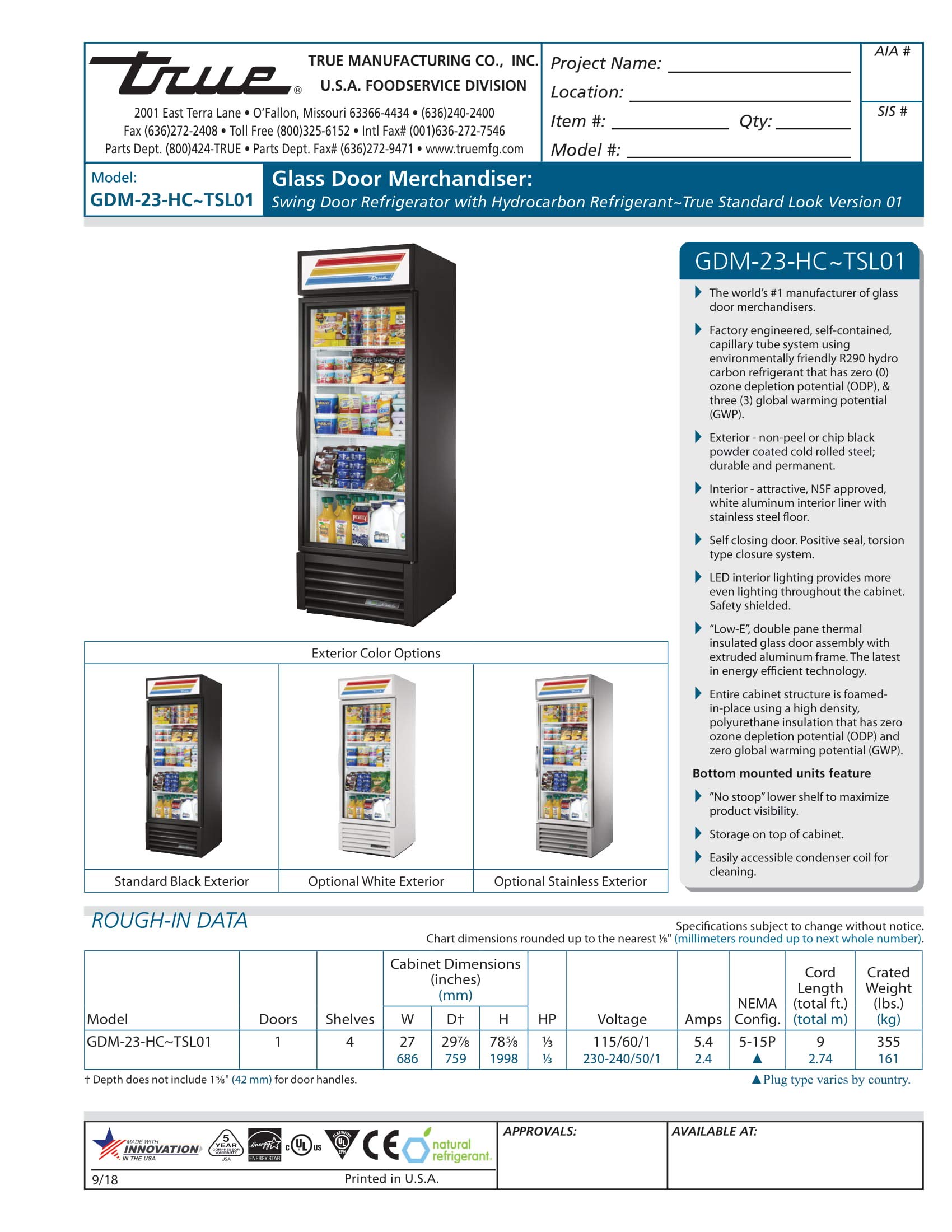 True Manufacturing-GDM-23-HC~TSL01-Glass Door Merchandisers