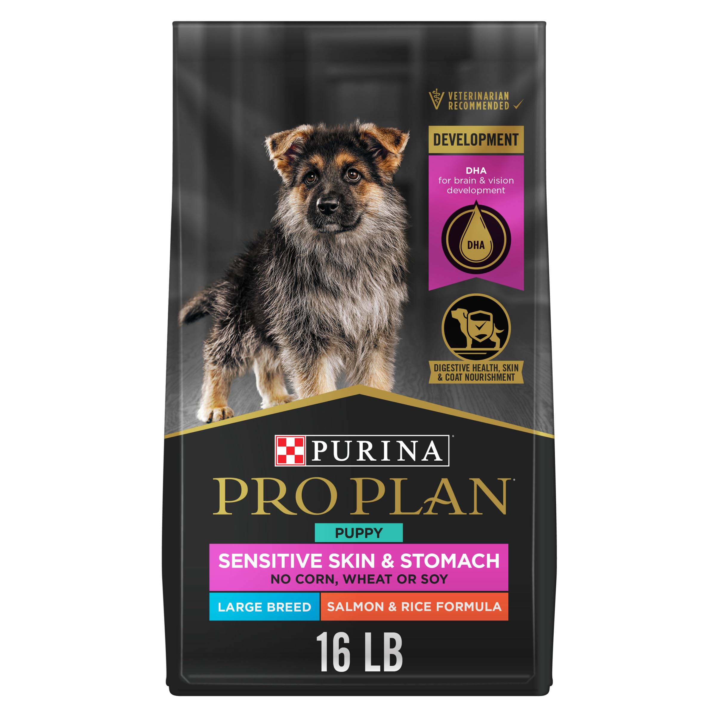 Purina Pro Plan Sensitive Skin and Stomach Large Breed Puppy Food Salmon and Rice Formula - 16 Lb. Bag