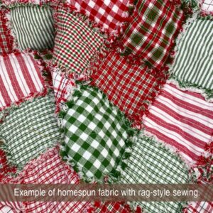 40+ Merry Christmas Charm Pack Red Green White, 5 inch Precut Cotton Homespun Fabric Squares by JCS