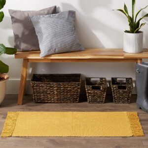 DII Woven Rugs Collection Ribbed Reversible Cotton, 2x3', Honey Gold & Off-White