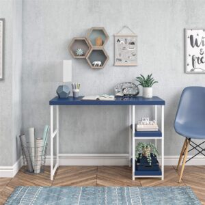 REALROOMS Kimberly Desk with Reversible Shelves, Navy