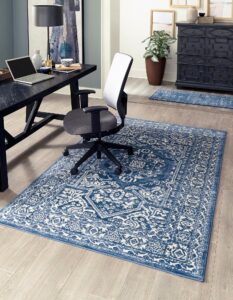 rugs.com boston collection rug – 2' x 3' blue low-pile rug perfect for living rooms, large dining rooms, open floorplans