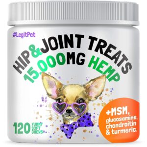 LEGITPET Hemp Hip & Joint Supplement for Dogs and Probiotics for Dogs with Natural Digestive Enzymes 120 + 120 Soft Chews Bundle - Natural Pain Relief and Mobility - Anti Diarrhea - Made in USA