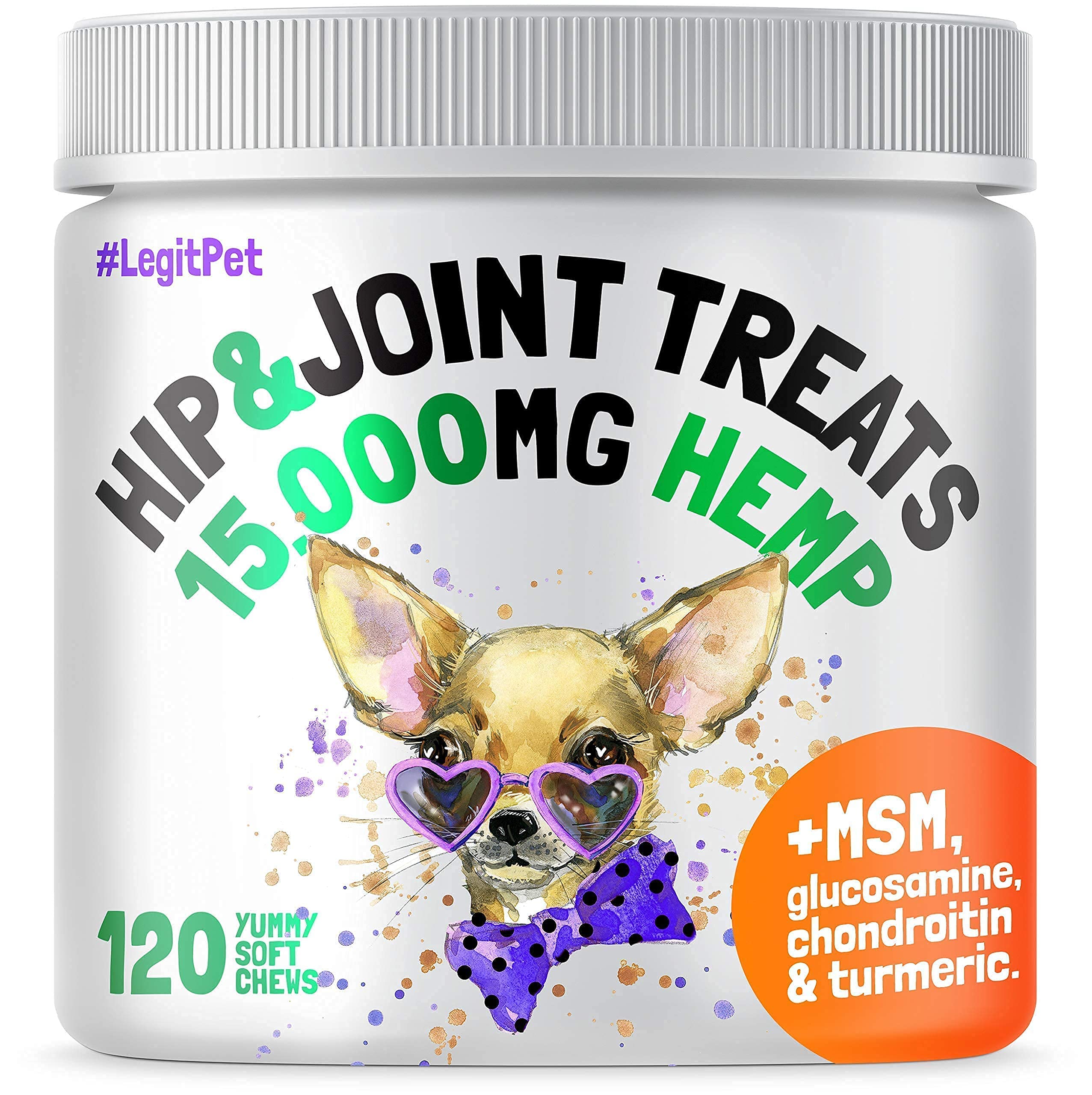 LEGITPET Hemp Hip & Joint Supplement for Dogs and Probiotics for Dogs with Natural Digestive Enzymes 120 + 120 Soft Chews Bundle - Natural Pain Relief and Mobility - Anti Diarrhea - Made in USA