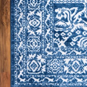 Rugs.com Boston Collection Rug – 2' x 3' Blue Low-Pile Rug Perfect for Living Rooms, Large Dining Rooms, Open Floorplans