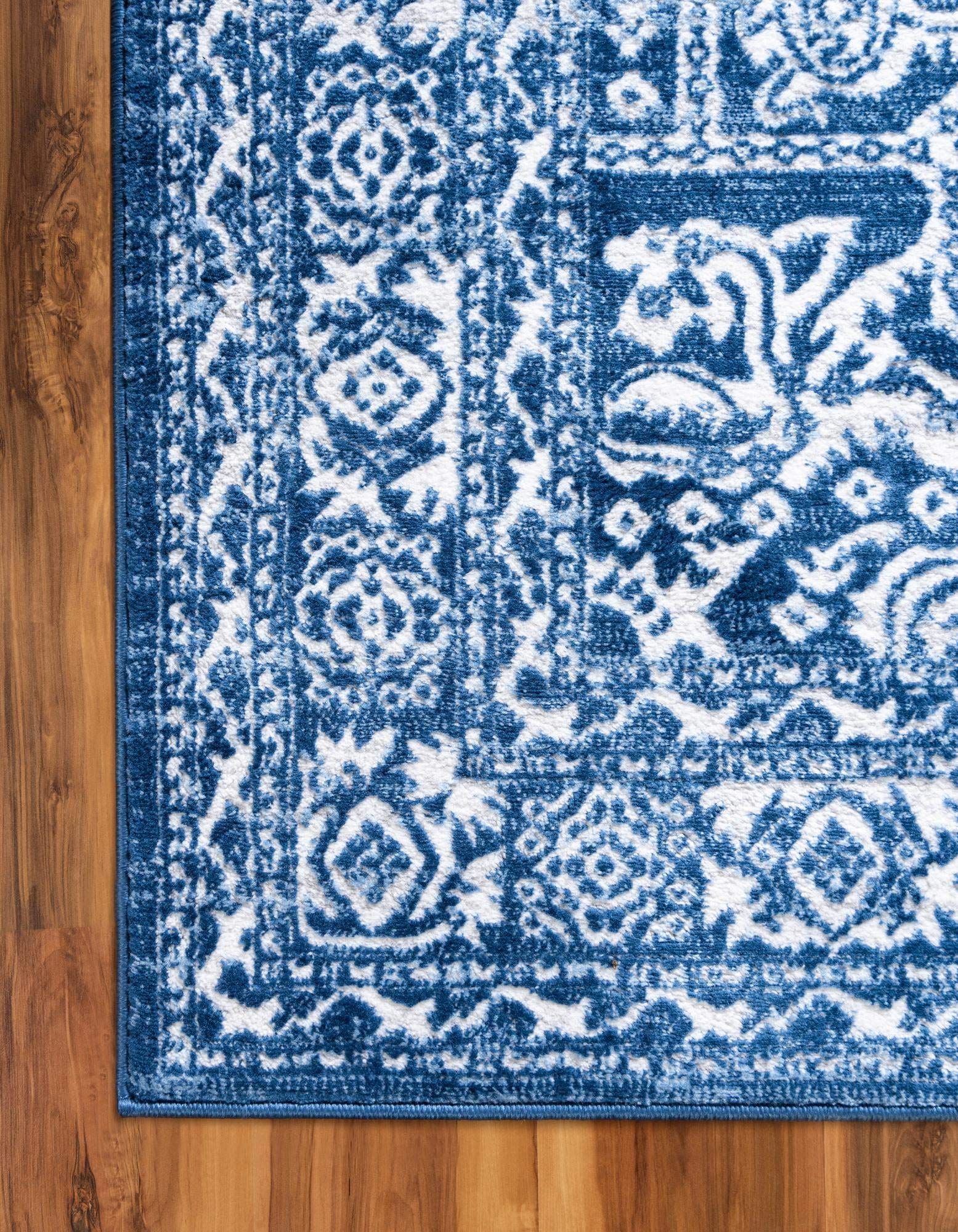 Rugs.com Boston Collection Rug – 2' x 3' Blue Low-Pile Rug Perfect for Living Rooms, Large Dining Rooms, Open Floorplans