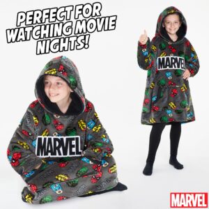 Marvel Hoodies for Boys, Fleece Oversized Blanket Hoodie Avengers Gifts for Boys (Grey Aop)