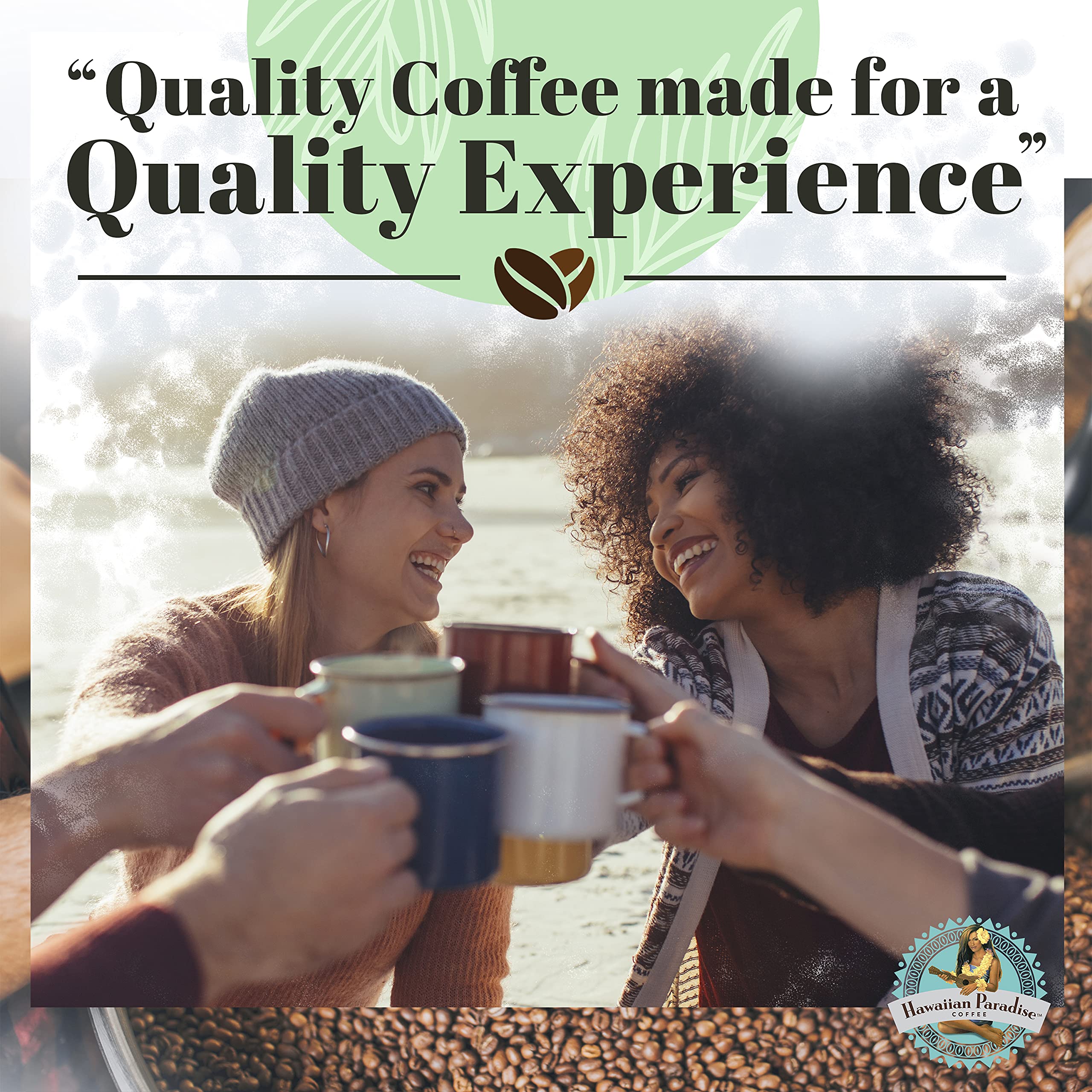 Hawaiian Paradise Coffee Ground - 100% Arabica Coffee Premium Rich flavored Bold Signature Brewed Coffee from the Finest Beans (10% Kona Roast Ground, 24oz.)