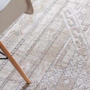 Rugs.com Oregon Collection Rug – 4 Ft Square Ivory Low-Pile Rug Perfect for Living Rooms, Kitchens, Entryways