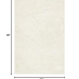 Rugs.com Botanical Shag Collection Rug – 5' x 8' Ivory Shag Rug Perfect for Living Rooms, Large Dining Rooms, Open Floorplans