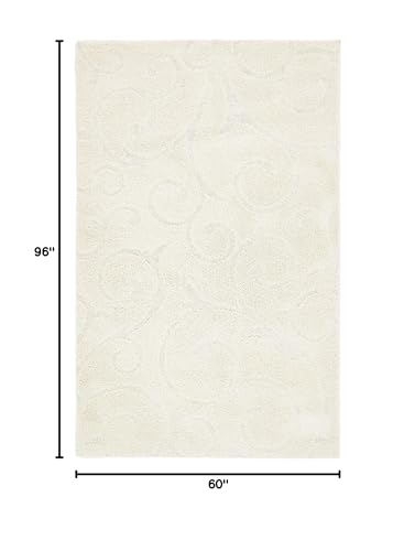 Rugs.com Botanical Shag Collection Rug – 5' x 8' Ivory Shag Rug Perfect for Living Rooms, Large Dining Rooms, Open Floorplans