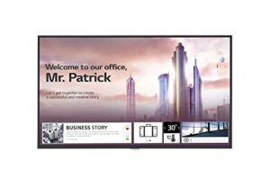 lg 49uh5f-h 49'' digital signage, clear view with non-glare coating, ultra hd resolution, narrow bezel & slim depth, built-in speaker, 30° tilting installation,black